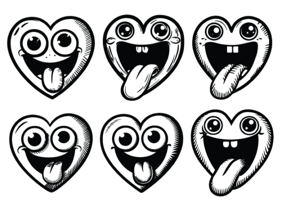 Tongue Out Smiley Faces Hearts Free SVG File Bundle for Members ...