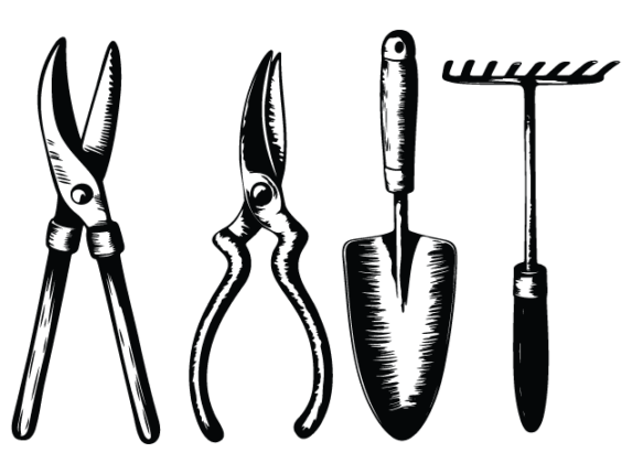 Gardening Tools Free SVG File Bundle for Members - Trowel, Rake ...