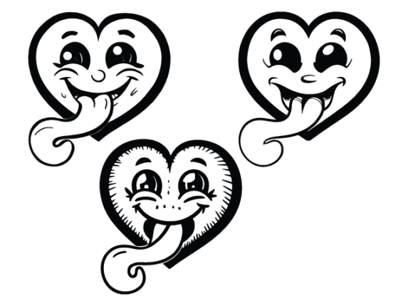 Playful Tongue Out Smiley Faces Hearts Free SVG File Bundle for Members ...
