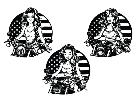 Biker Girl Free SVG File bundle for Members - Motorcycle and USA Flag ...