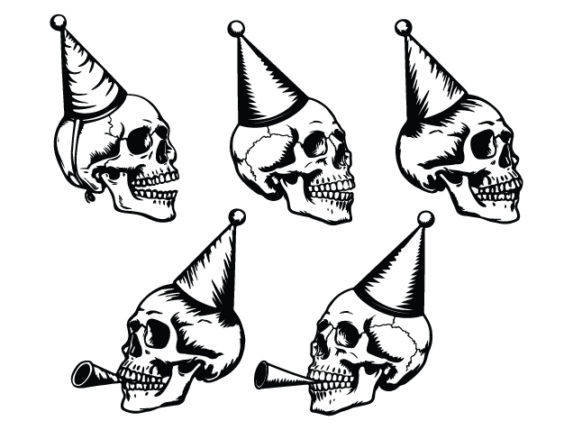 Skull with Birthday Party Hat Free SVG File Bundle for Members - Spooky ...