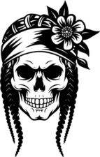 Girl Skull with braided hair and floral bandana Free SVG File for ...