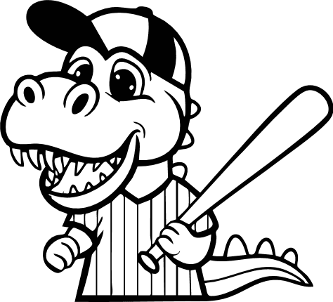 Cute Cartoon Dinosaur Holding Bat Free SVG File for Members – Baseball ...